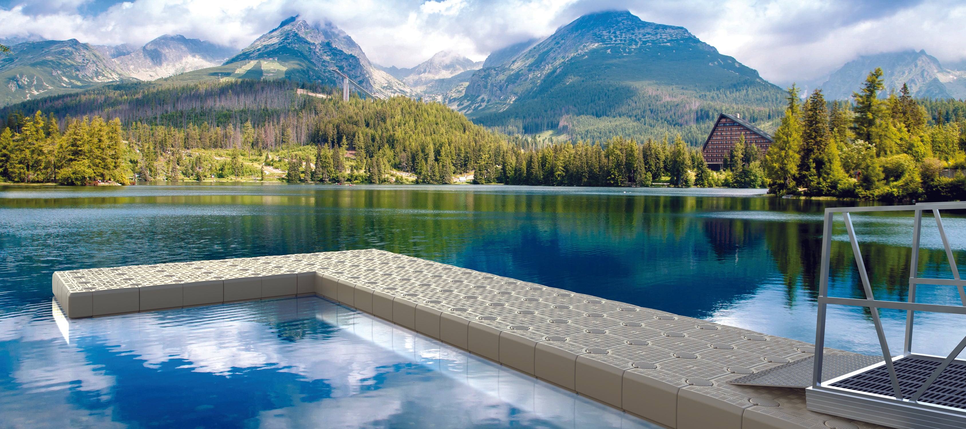 15'x30' L-Shape Modular Floating Dock Kit | 250 sq ft | Candock